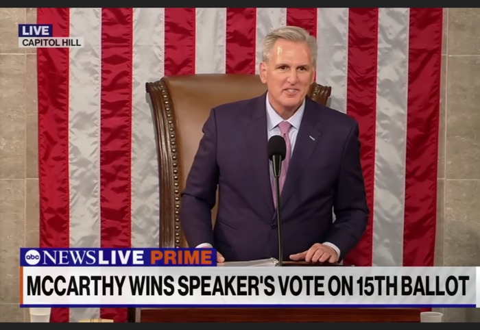 Kevin McCarthy Elected Speaker of the House on 15th Vote